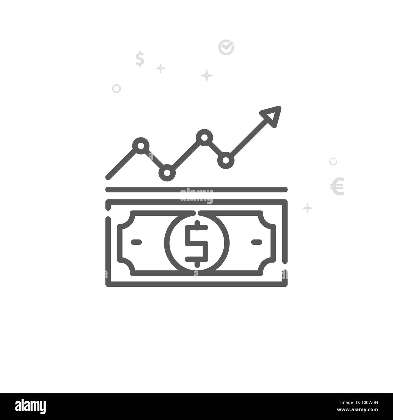 Dollar Rate Line Icon. Money and Finance Symbol, Pictogram, Sign. Light ...