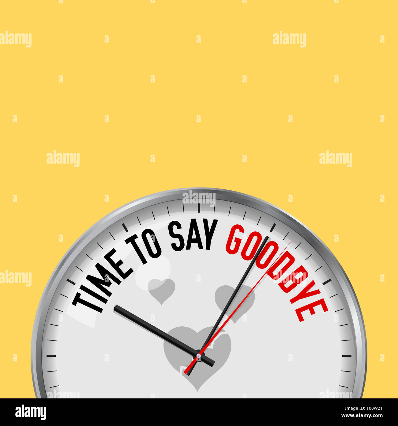 Time to Say Goodbye. White Clock with Motivational Slogan. Analog Metal ...