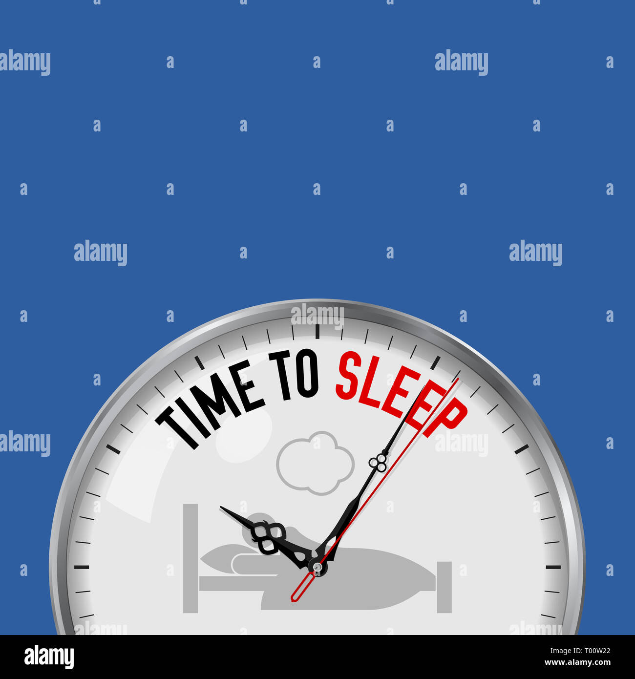 Time to Sleep. White Clock with Motivational Slogan. Analog Metal Watch ...
