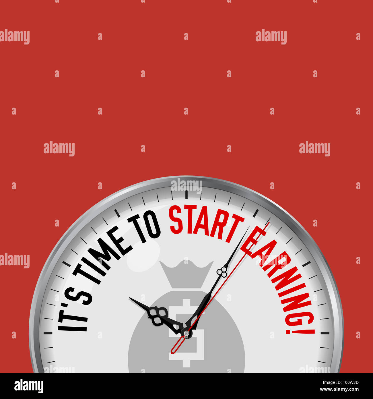 It's Time to Start Earnings. White Clock with Motivational Slogan ...