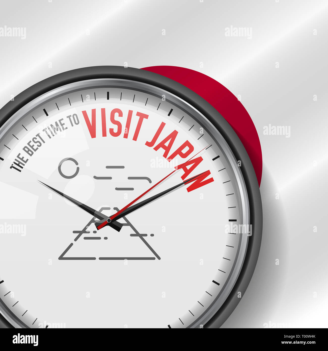 The Best Time for Visit Japan. White Clock with Motivational Slogan ...