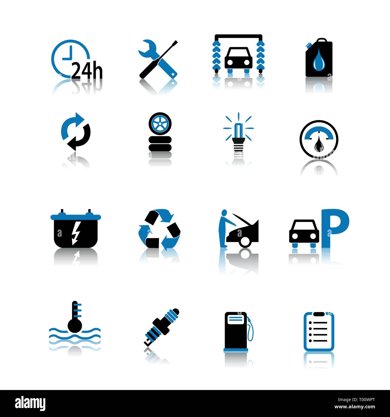 Car symbol icon set black and blue isolated on white background Stock ...