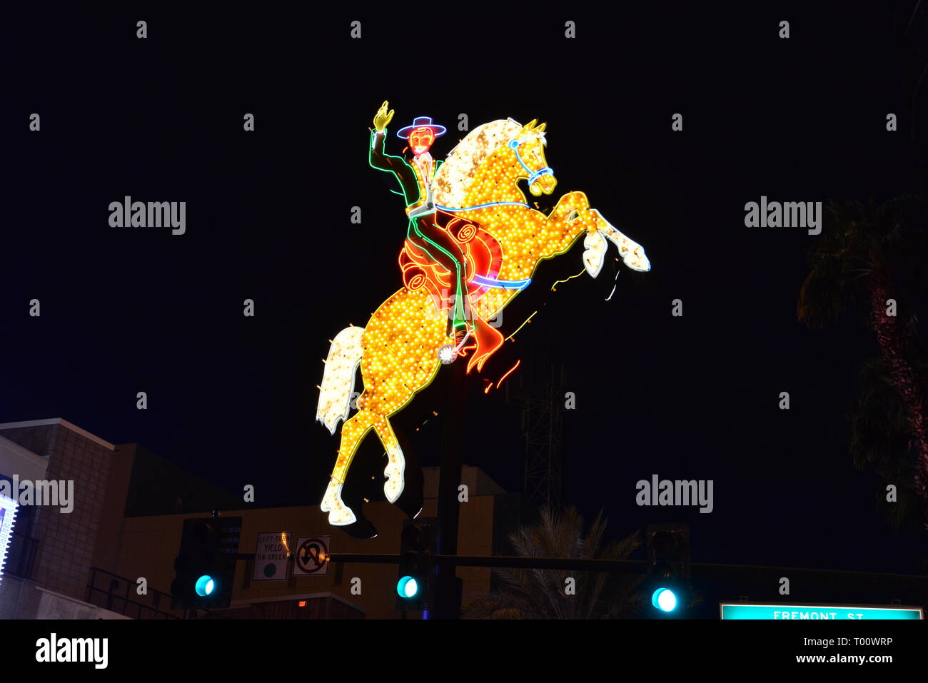 Fremont street in Las Vegas the Neon cowboy Stock Photo - Alamy
