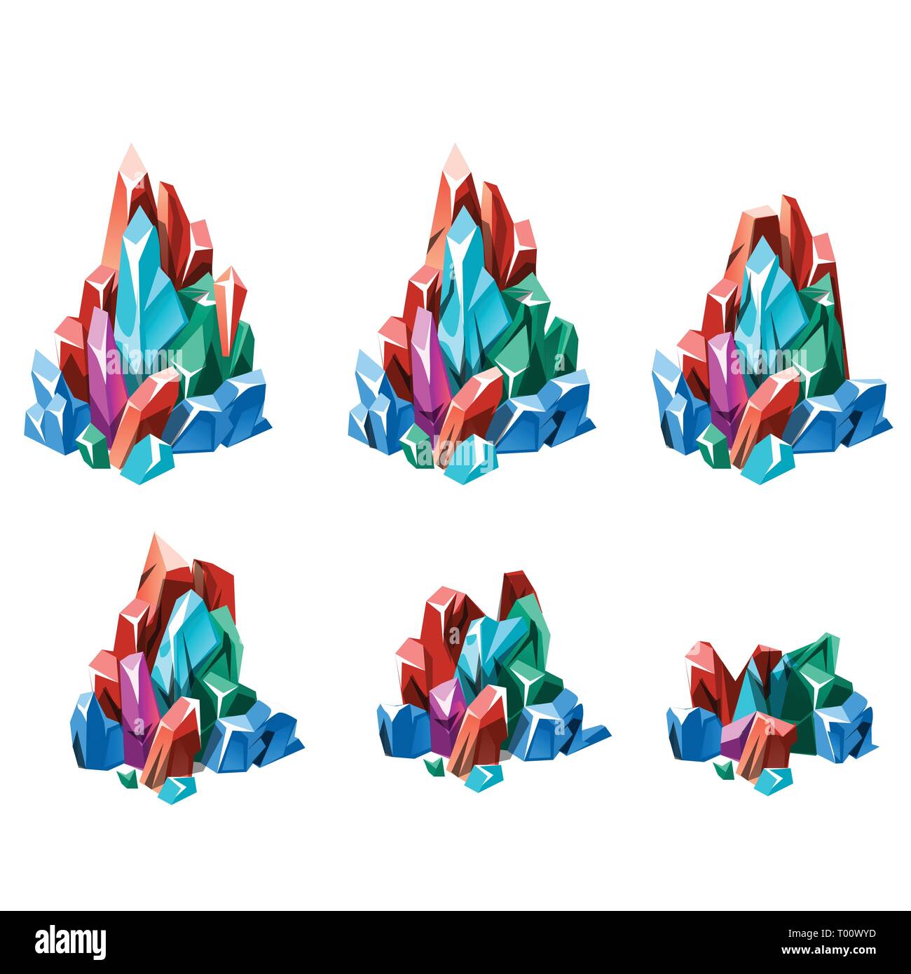 The stage of formation of multicolored crystalline minerals isolated on ...