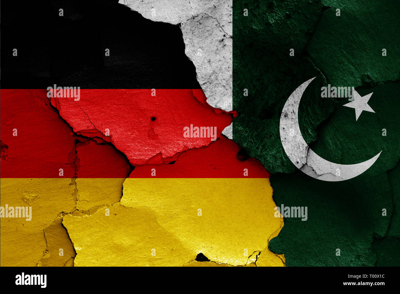 flags of Germany and Pakistan painted on cracked wall Stock Photo - Alamy