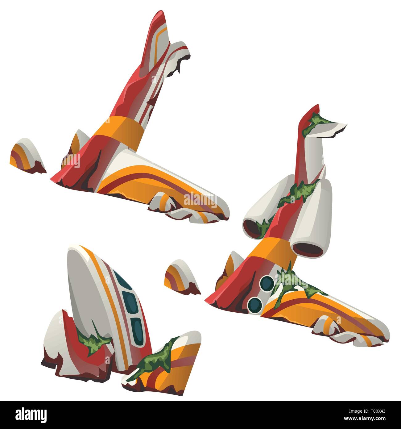 Cartoon Plane Crash Debris