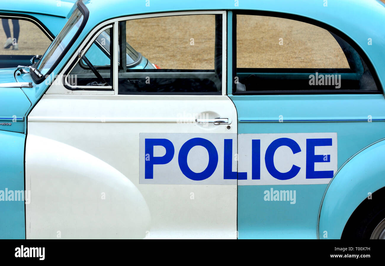 London, UK. 8th March 2019. Police Morris Minor 1000 (1969) in a ...