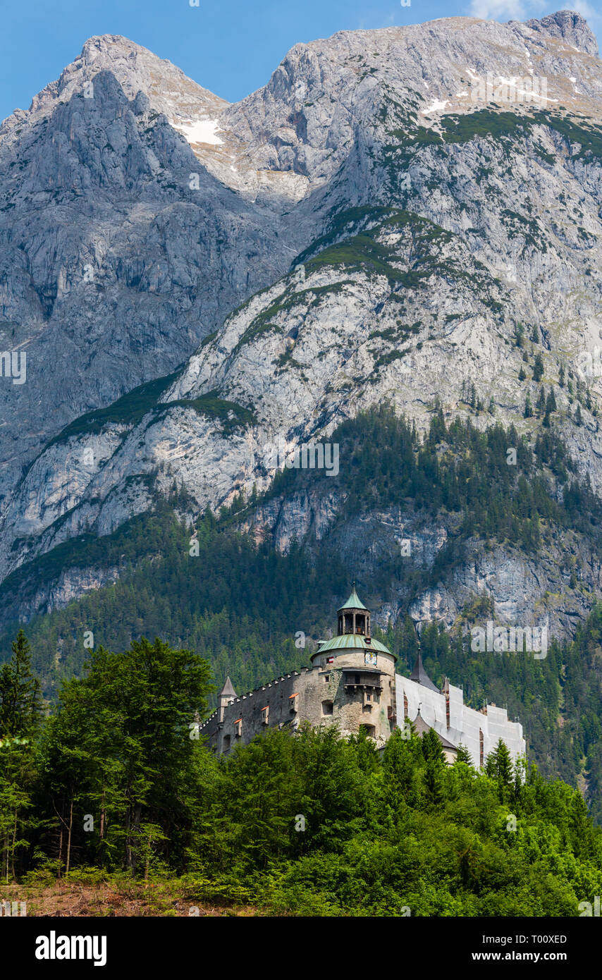 Alps mountain castle summer view (Austria, Hohenwerfen Castle, was ...