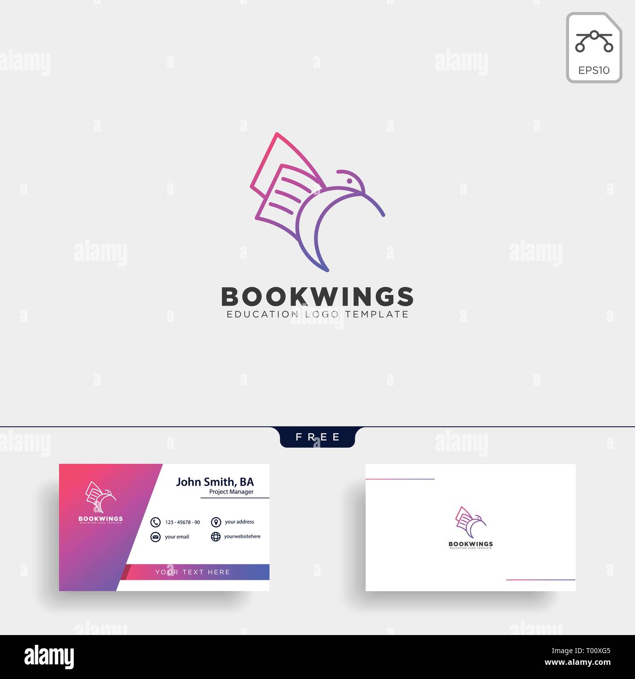 line paper or book bird logo template vector illustration with business ...
