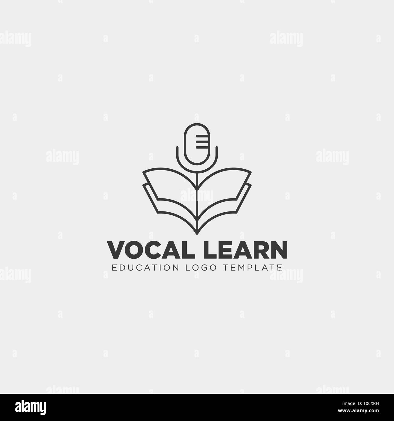 book sing vocal learning line logo template vector illustration icon ...