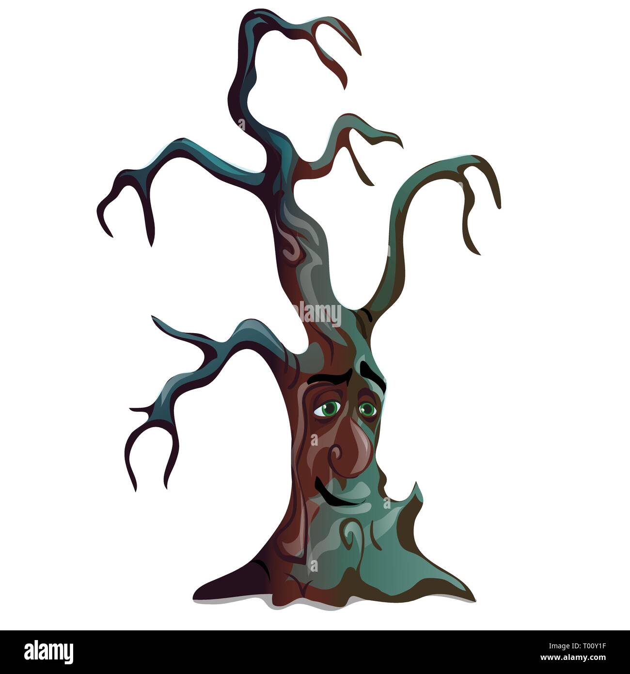 Fantasy dark withered deciduous tree isolated on white background ...