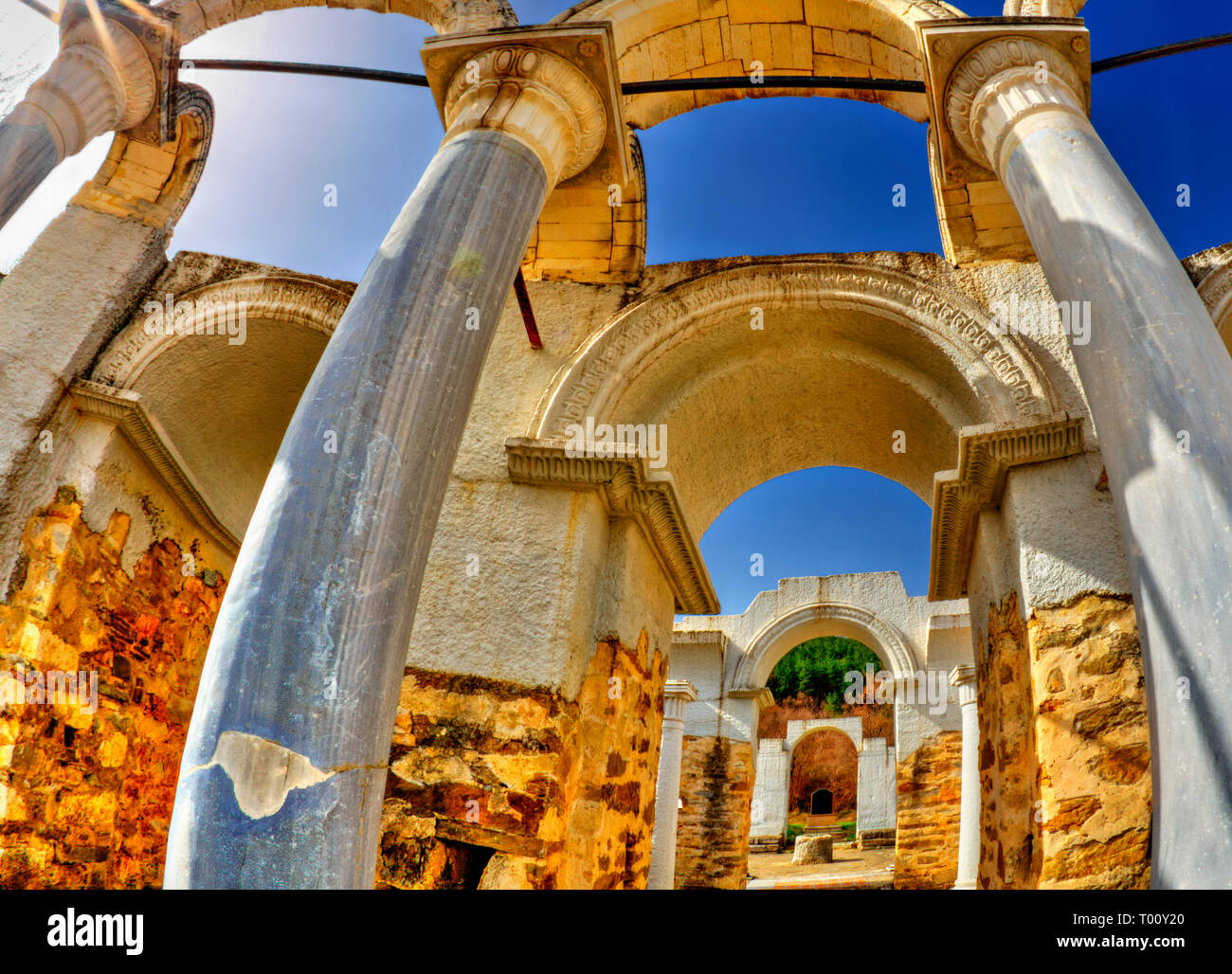 Ruins of ancient christian church in fish-eye perspective Stock Photo ...