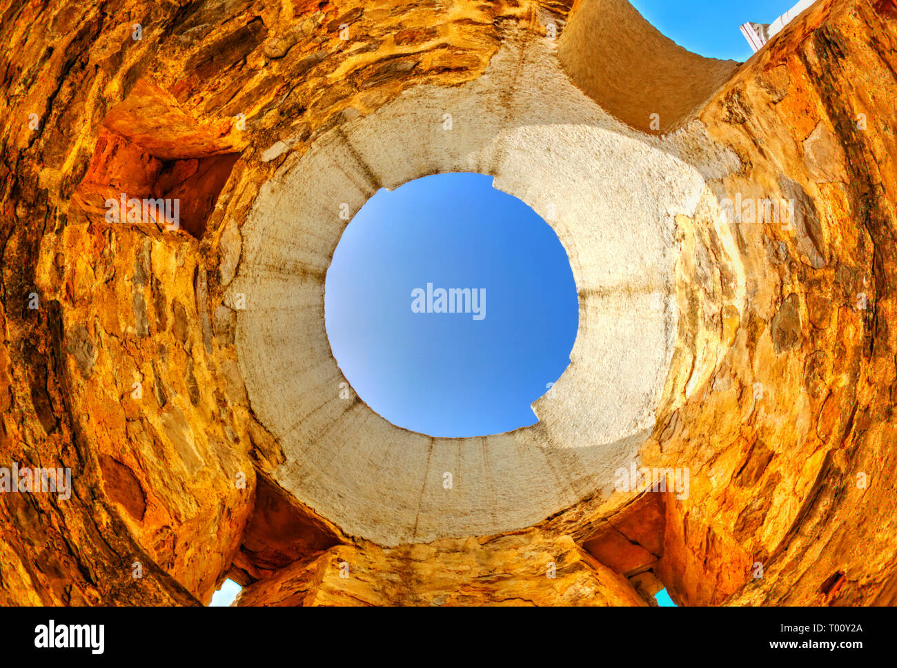 Ruins of ancient christian church in fish-eye perspective Stock Photo ...