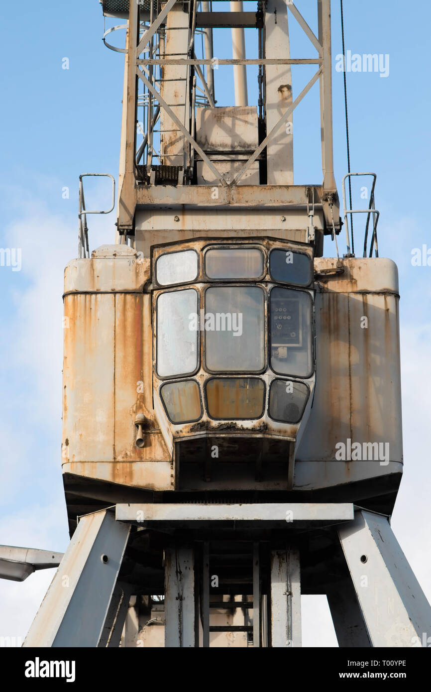 Working window from a rusty working crane Stock Photo - Alamy