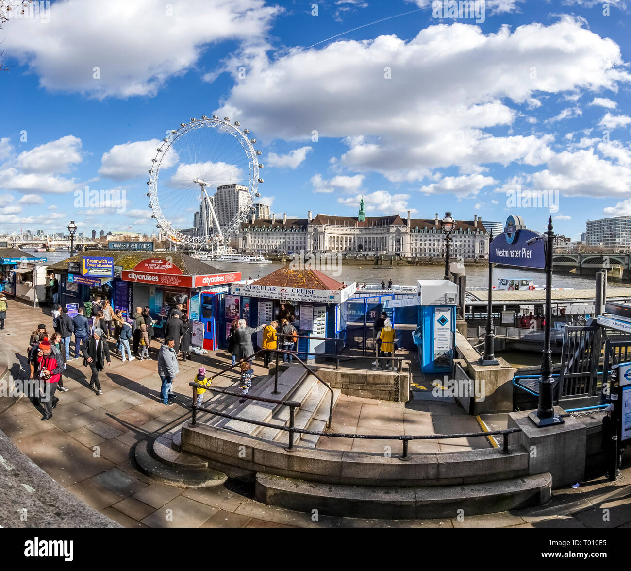 River Thames cruise and river boat ticket offices at Westminster Pier ...