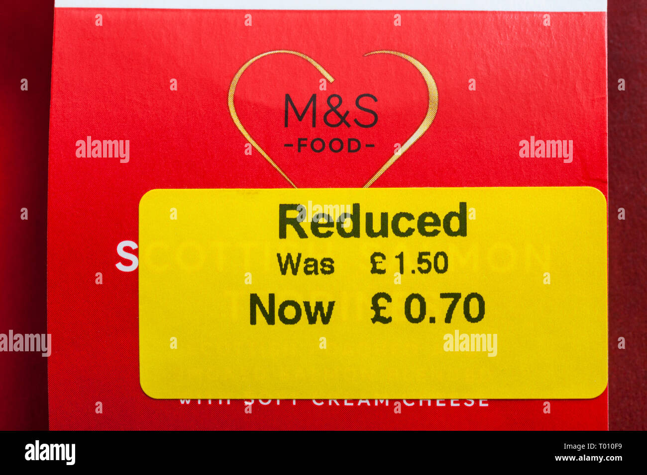 Yellow reduced sticker on M&S food was £1.50 now £0.70 - price ...