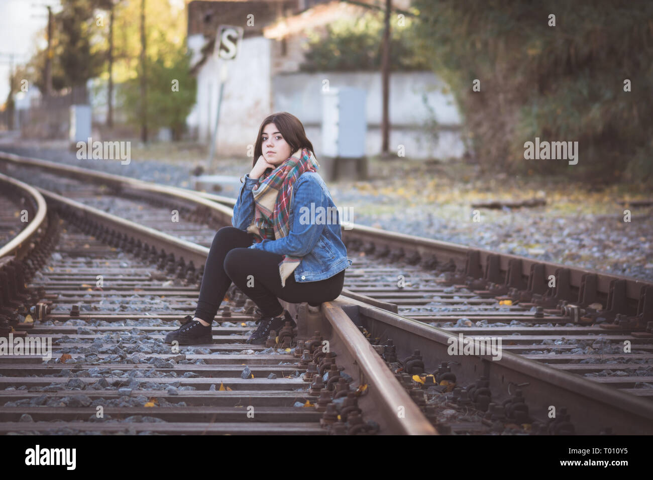 Beautiful Girl On Train Tracks High Resolution Stock Photography and ...