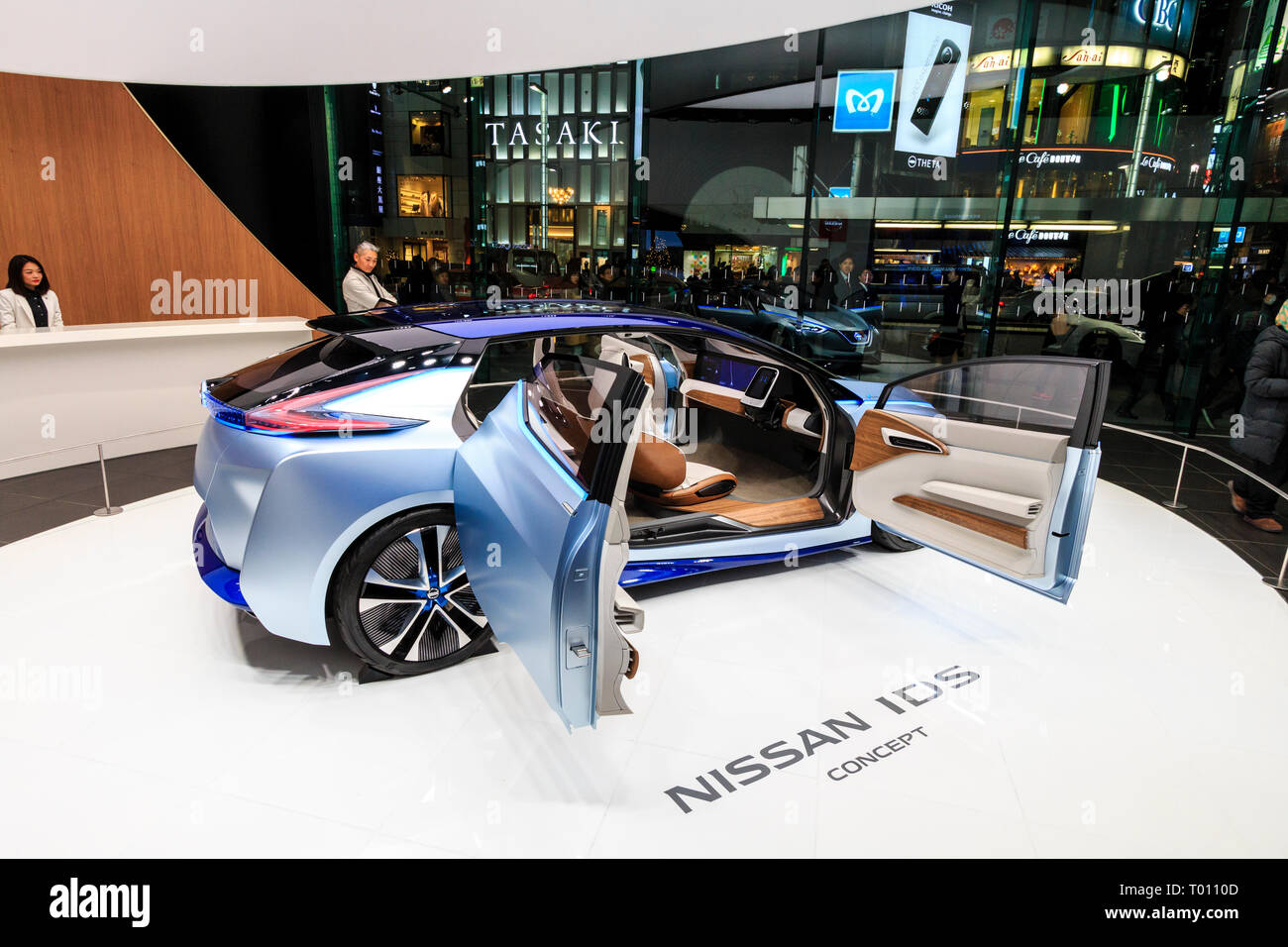 Nissan flagship showroom on the Ginza in Tokyo. Display of the concept ...