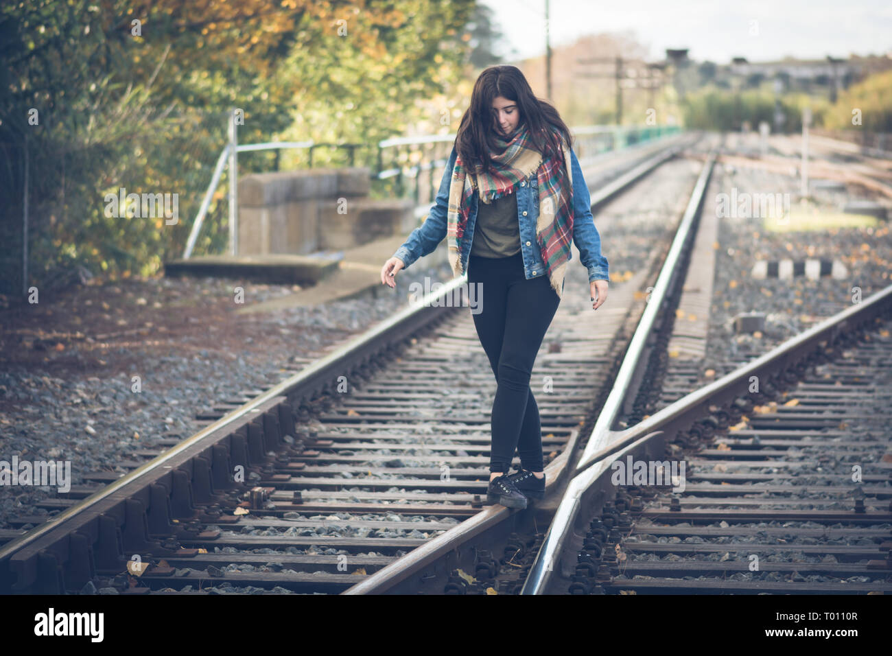 Beautiful Girl On Train Tracks High Resolution Stock Photography and ...