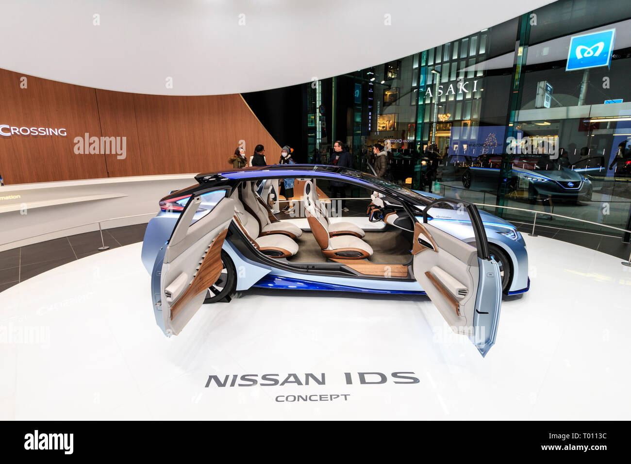 Nissan flagship showroom on the Ginza in Tokyo. Display of the concept ...