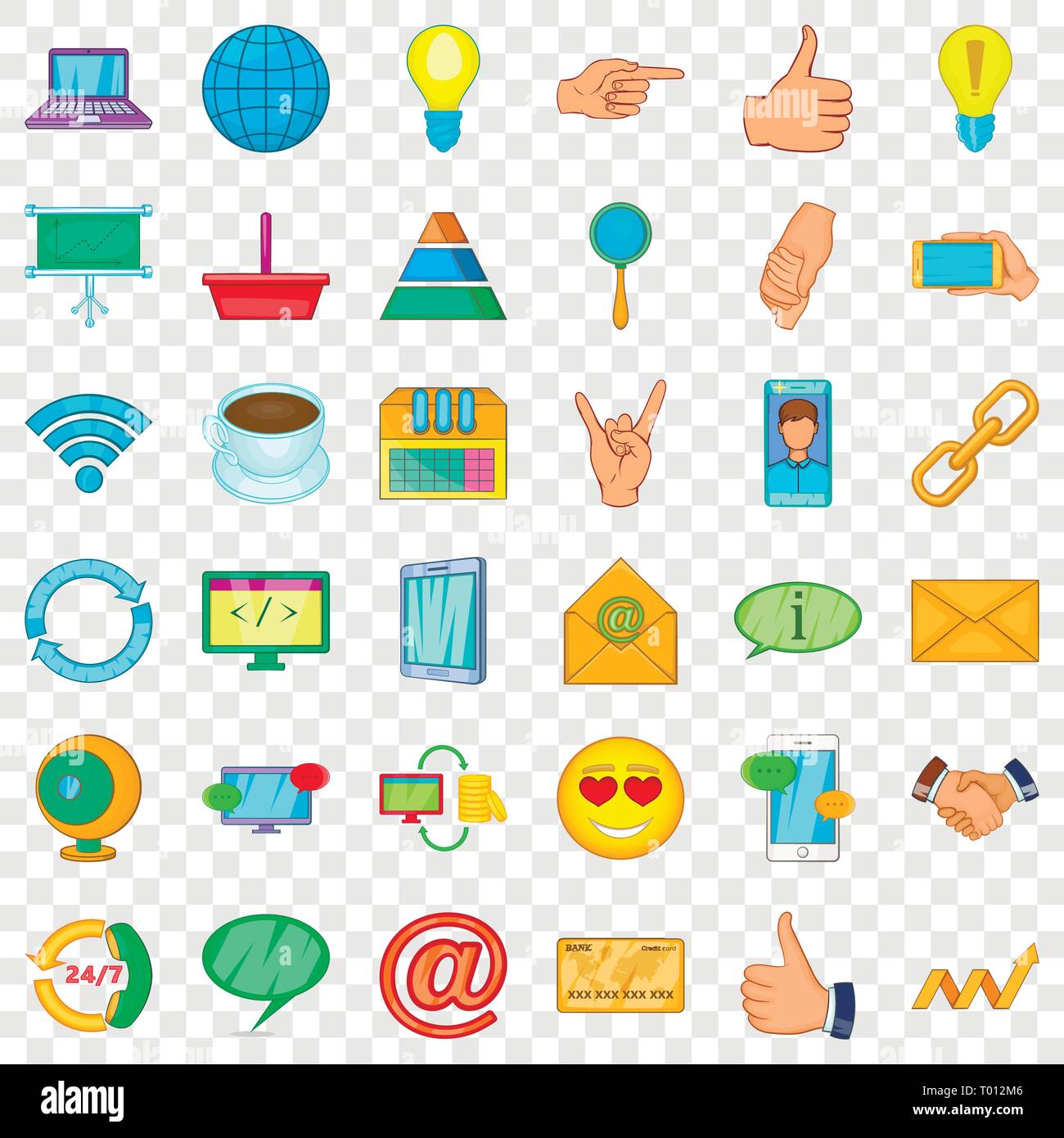 Network icons set, cartoon style Stock Vector Image & Art - Alamy