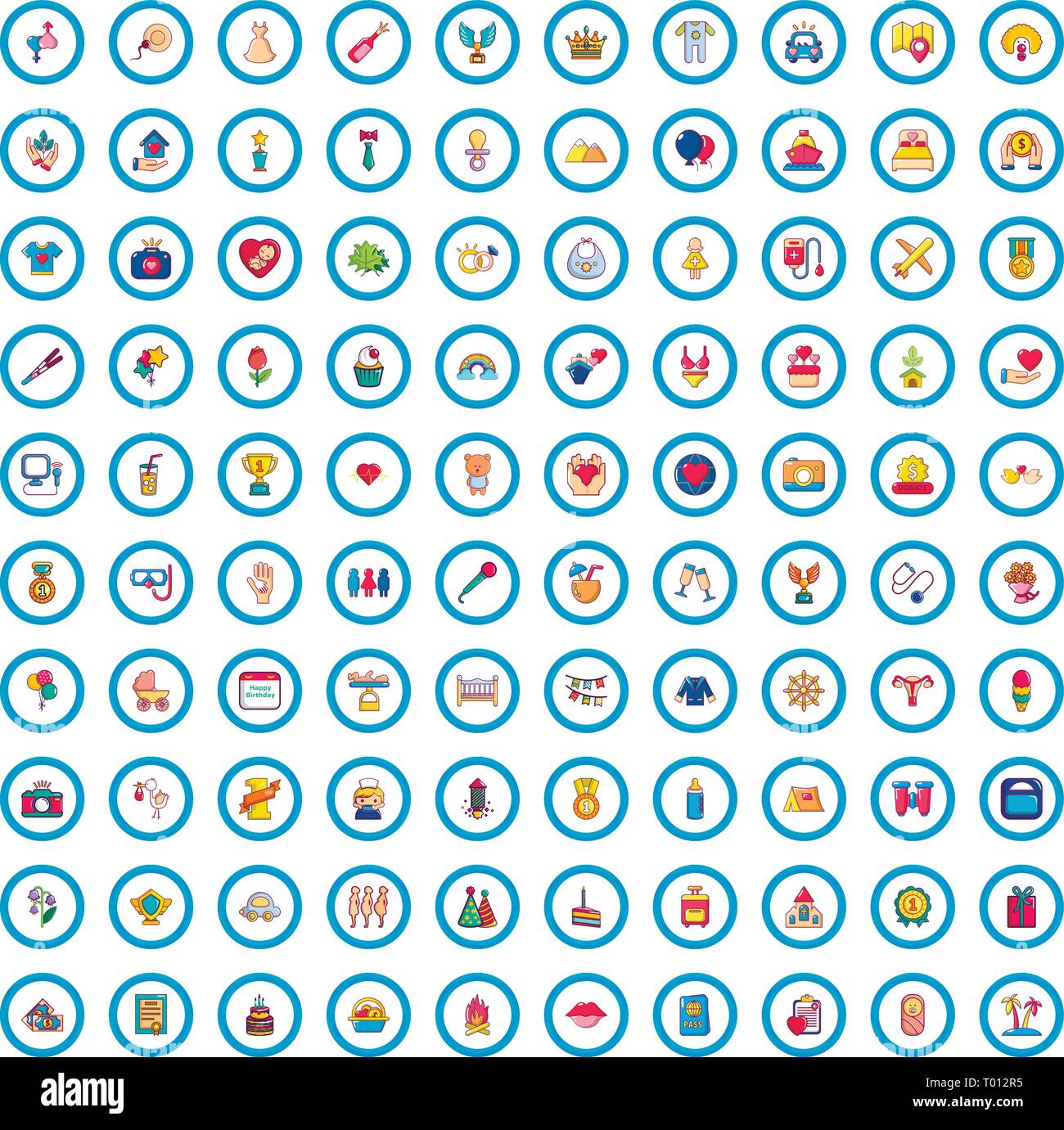 100 happiness icons set, cartoon style Stock Vector Image & Art - Alamy