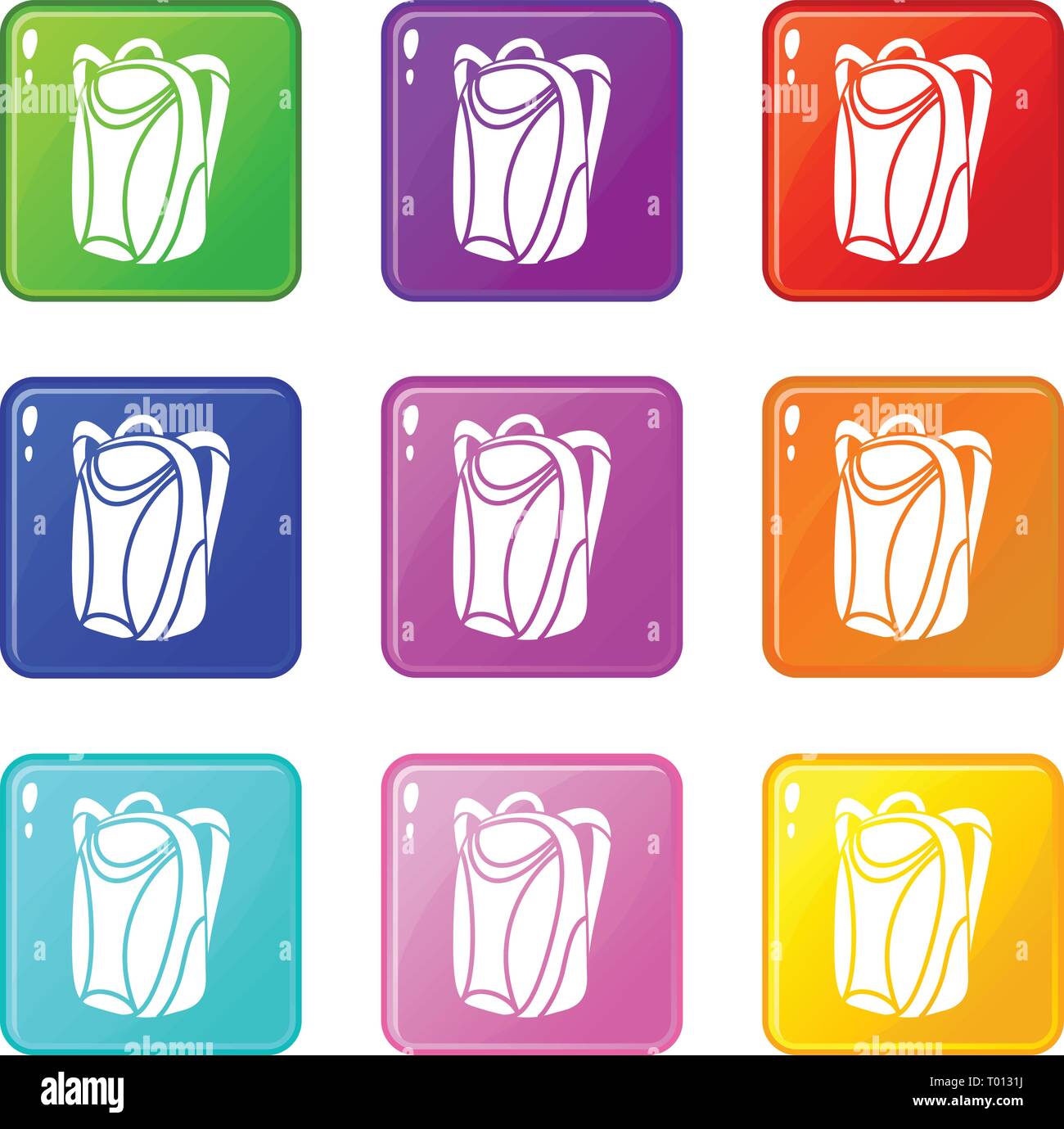 Backpack icons set 9 color collection Stock Vector Image & Art - Alamy