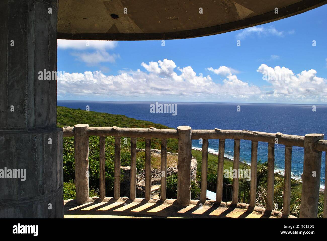 A tower with railings overlooking the I’Chenchon Park Bird Sanctuary in ...
