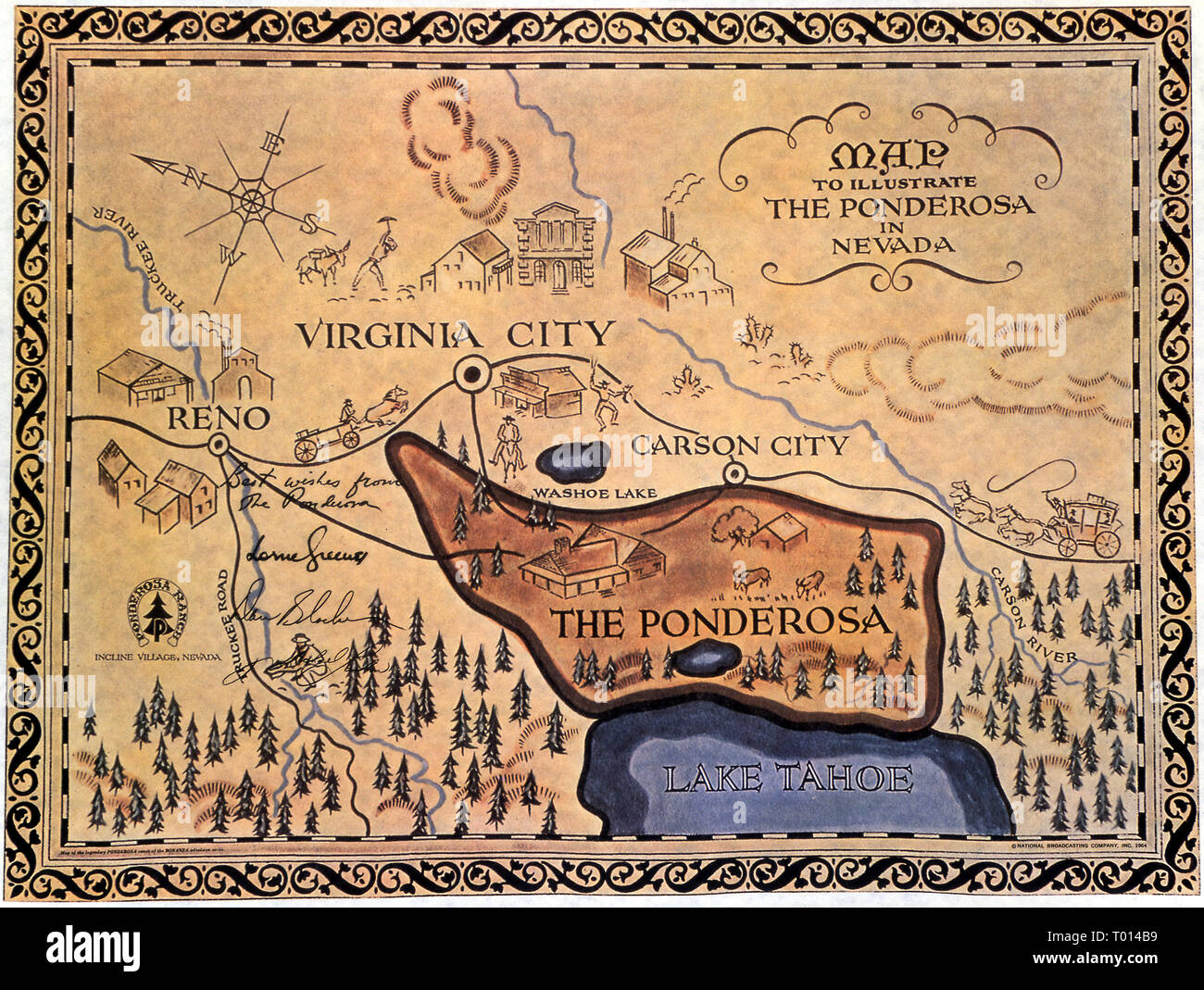 MAP OF THE PONDEROSA, BONANZA, 1959 Stock Photo - Alamy