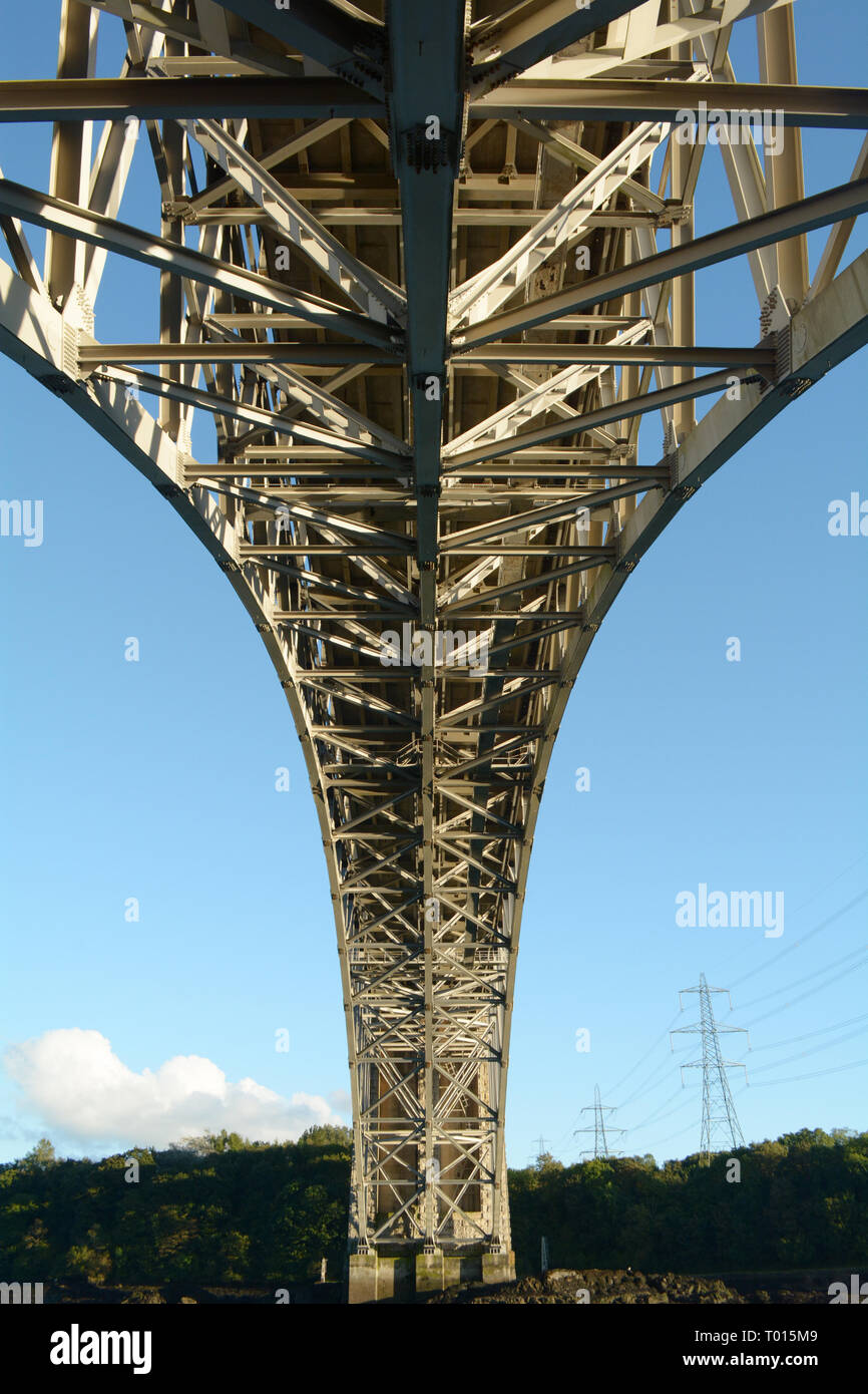 Britannia bridge towering above the trees during summer Stock Photo - Alamy