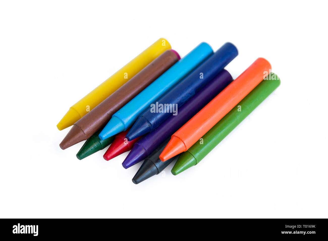 Colorful wax crayons isolated on white background. clipping path Stock ...