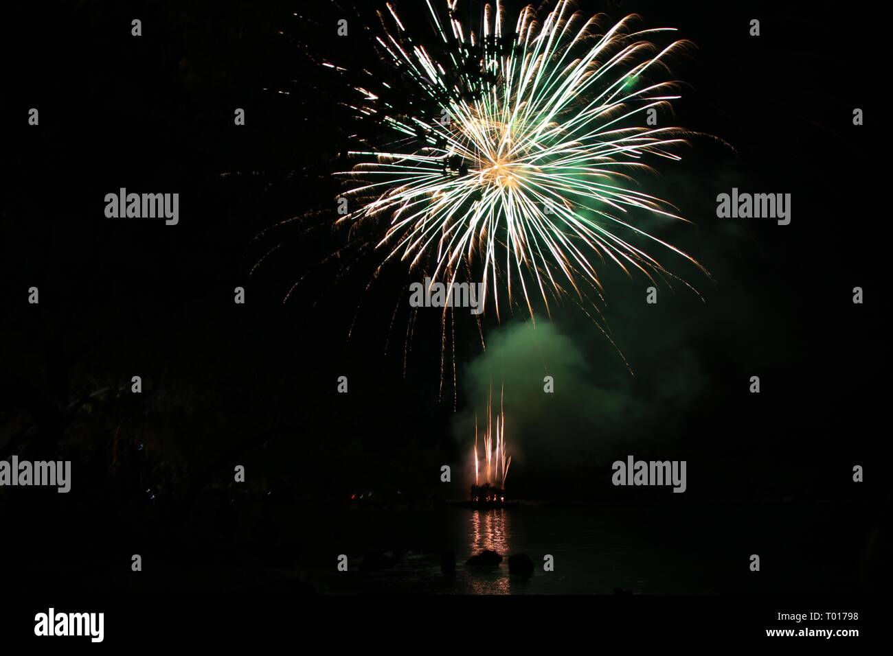 Stunning firework showers in a dark sky background Stock Photo - Alamy
