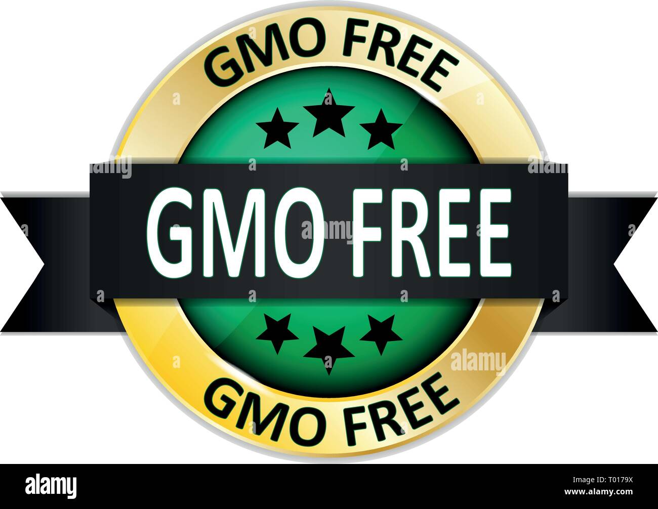 gmo free green gold round medal web seal Stock Vector Image & Art - Alamy