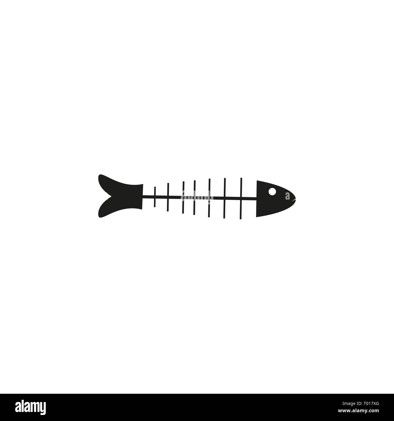 Fish skeleton icon flat Black and White Stock Photos & Images - Alamy