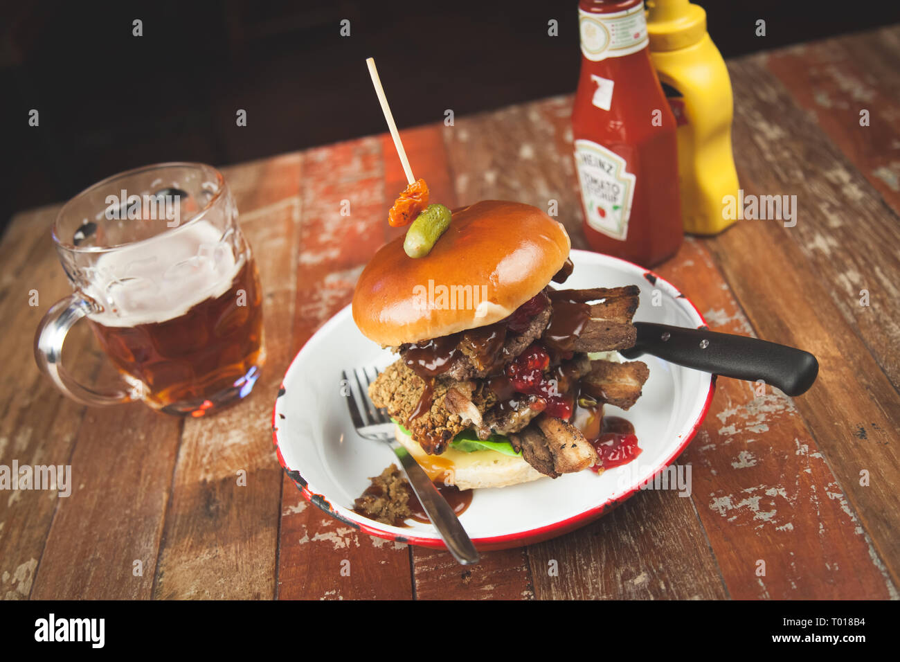 Burger and a Pint Stock Photo - Alamy