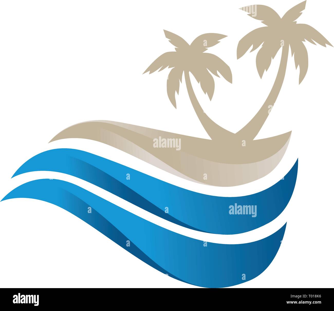 beach, ocean wave and palms. abstract logo element Stock Vector Image ...