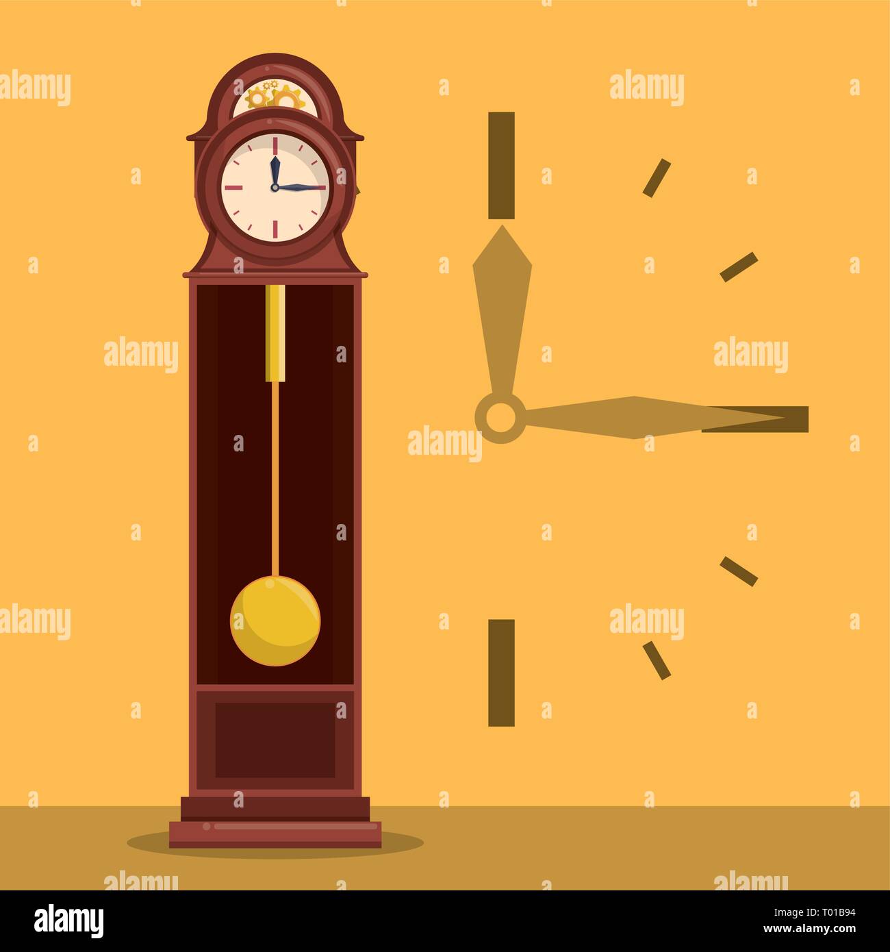 Antique wooden clock with hands symbol Stock Vector Image & Art - Alamy