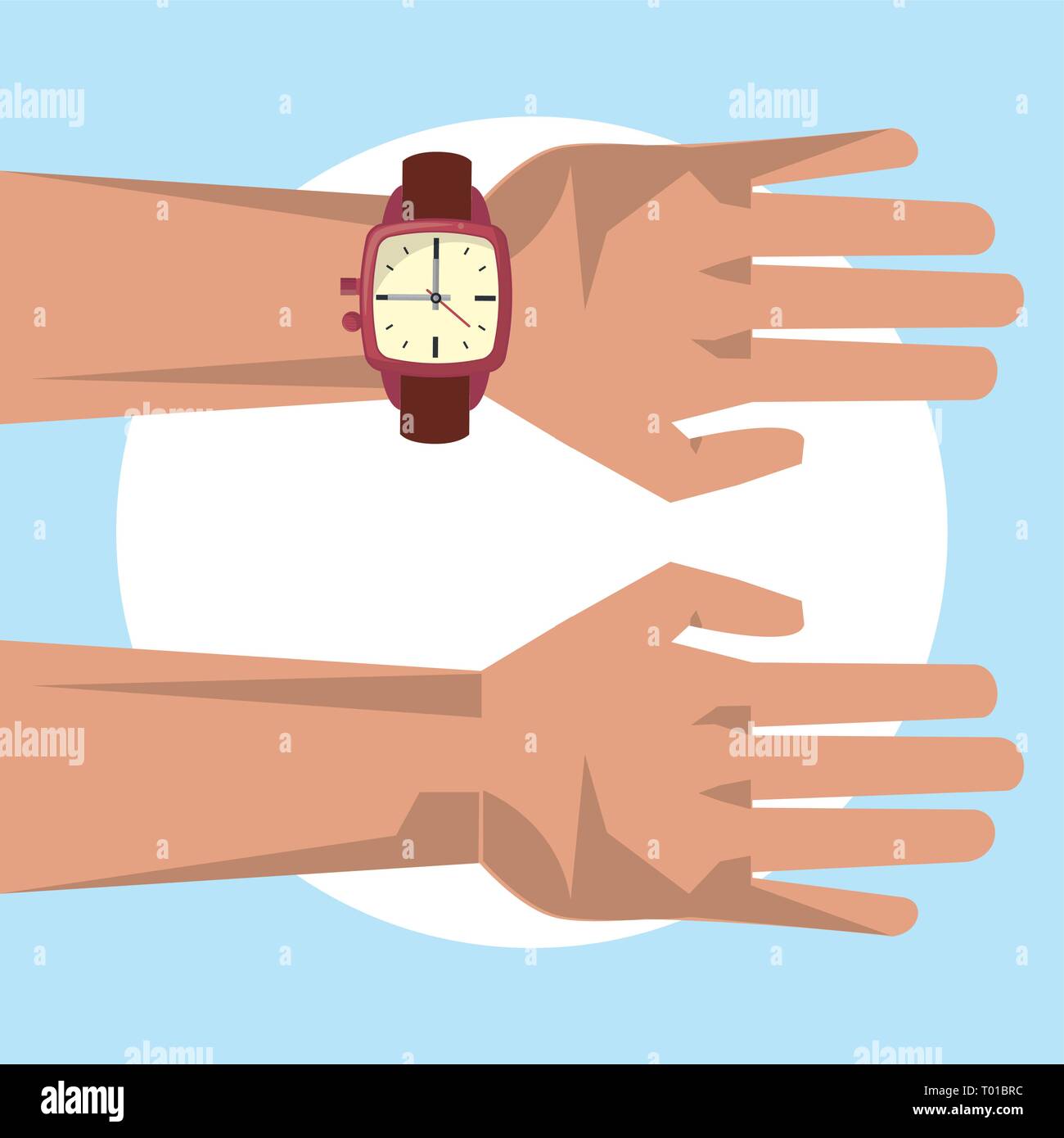 Two hands with wristwatch visible Stock Vector Image & Art - Alamy