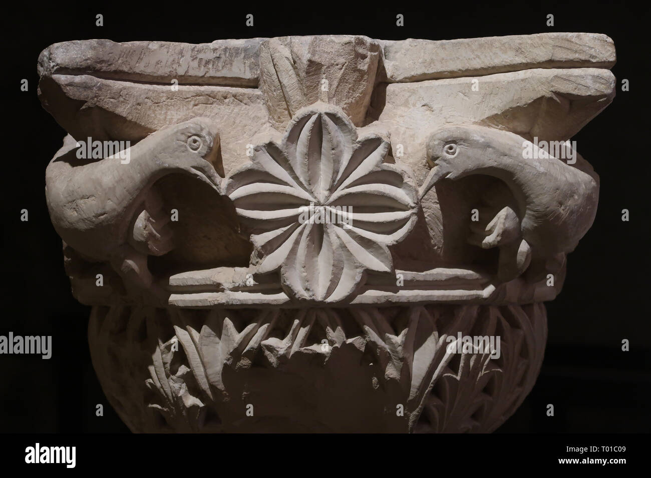 Byzantine column capital decorated with doves from monastery at Siyagh ...