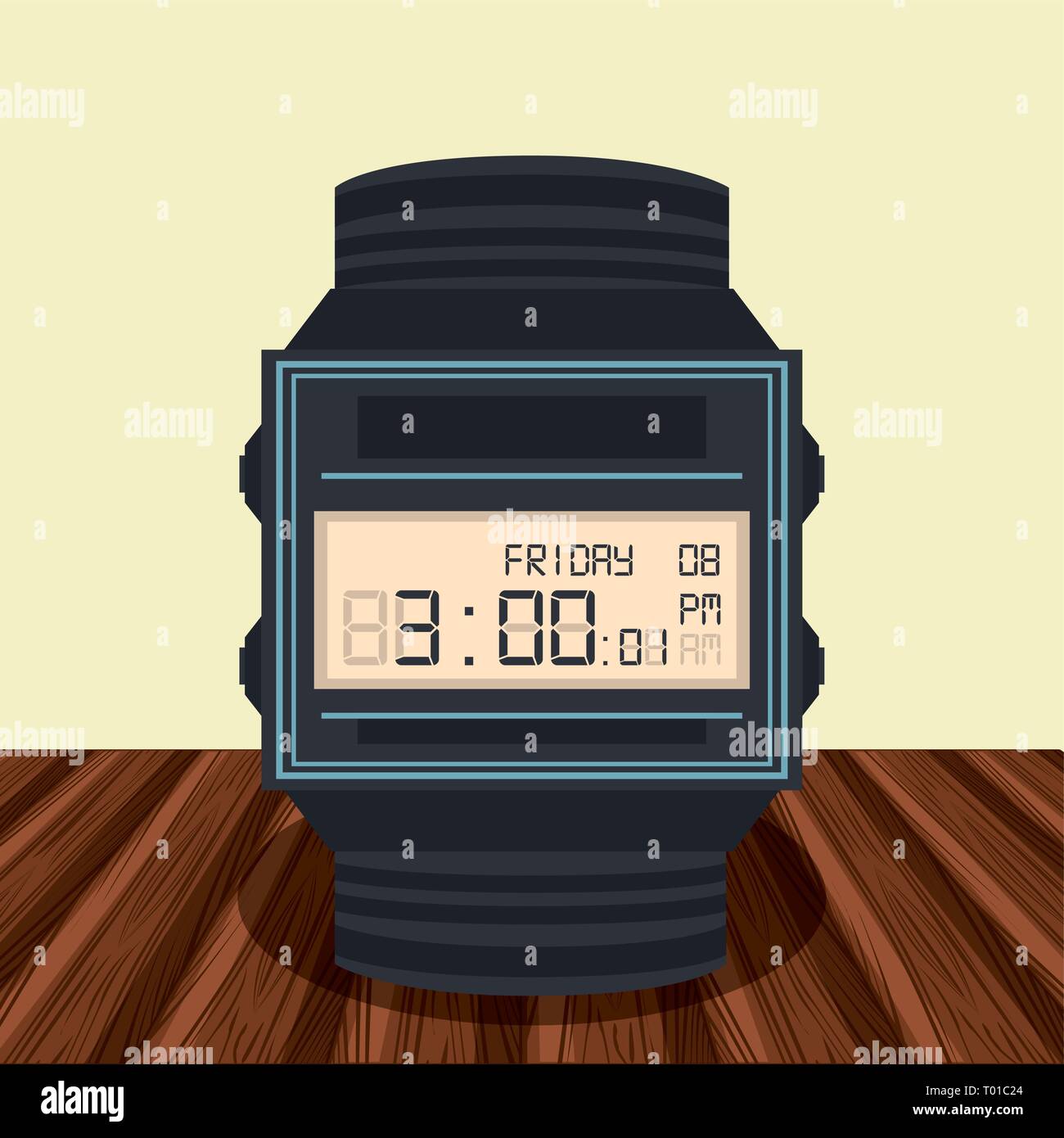 Digital clock on table Stock Vector Image & Art - Alamy