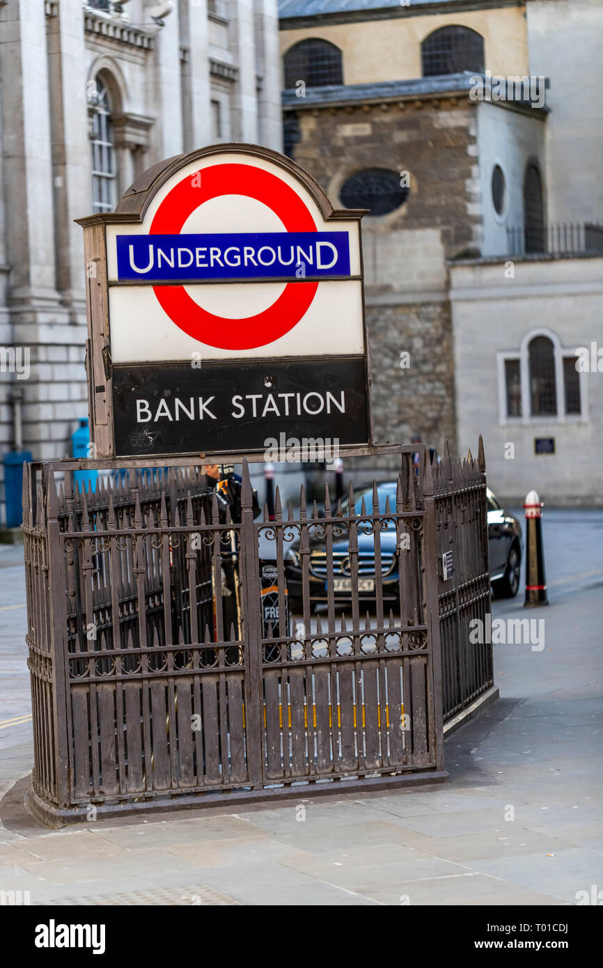 London Underground Bank Station in the heart of The City of London ...