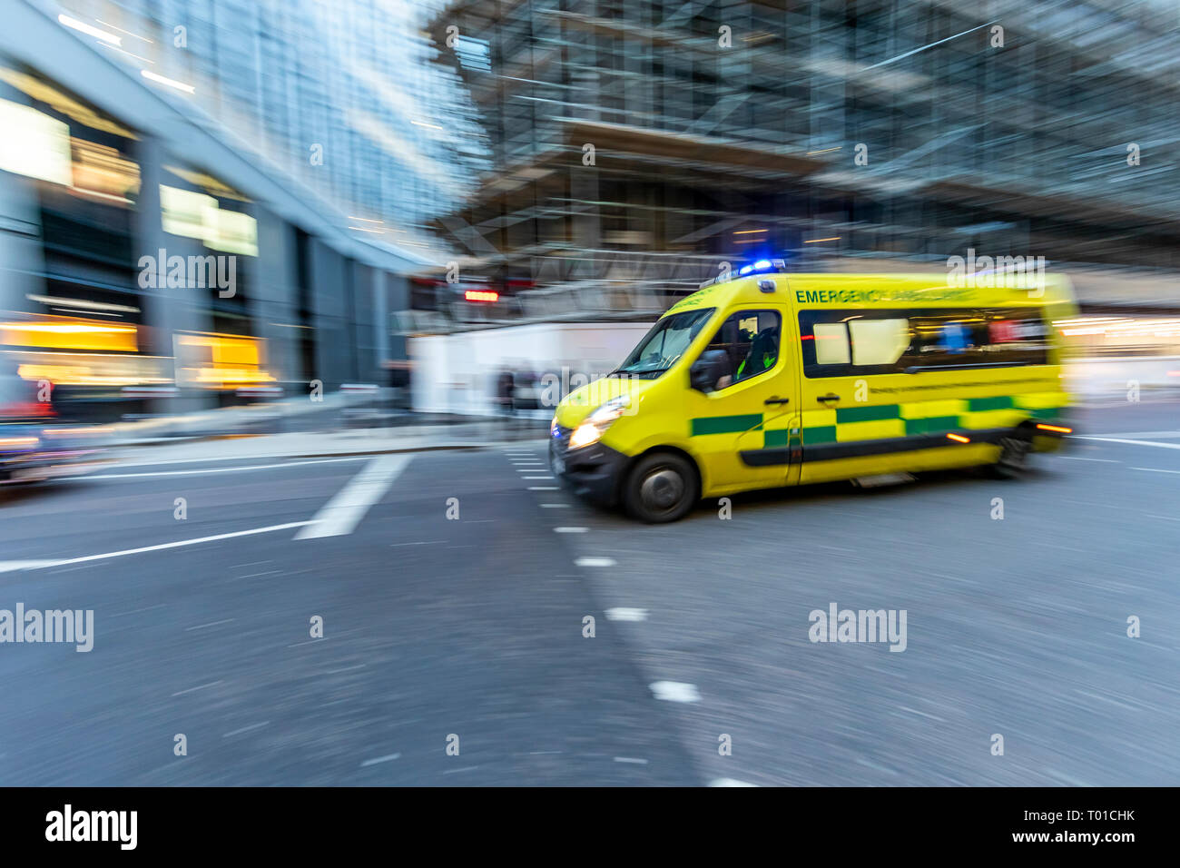 Emergency Services, London Ambulance Service rushing to a call for ...
