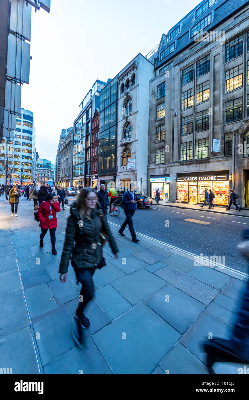 Commuters in the evening exodus on Fenchurch Street, London Stock Photo ...