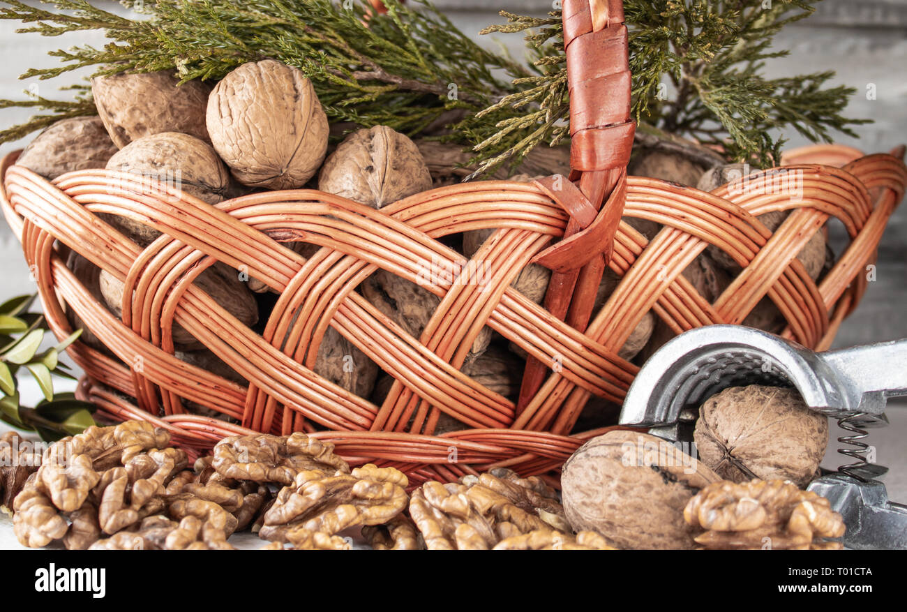 Walnuts, walnut kernels. Healthy food from walnut. Close-up Stock Photo ...