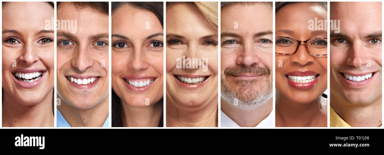 Happy people faces set Stock Photo - Alamy
