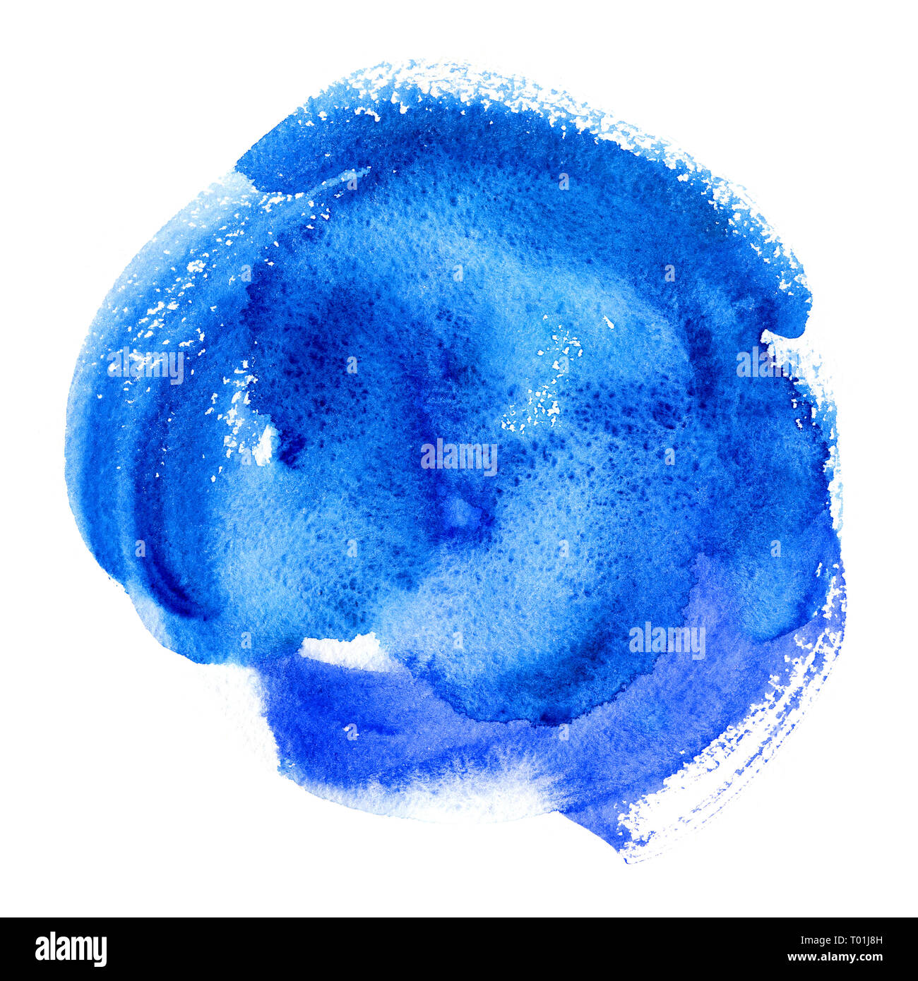 Blue watercolor stain isolated on white background Stock Photo - Alamy