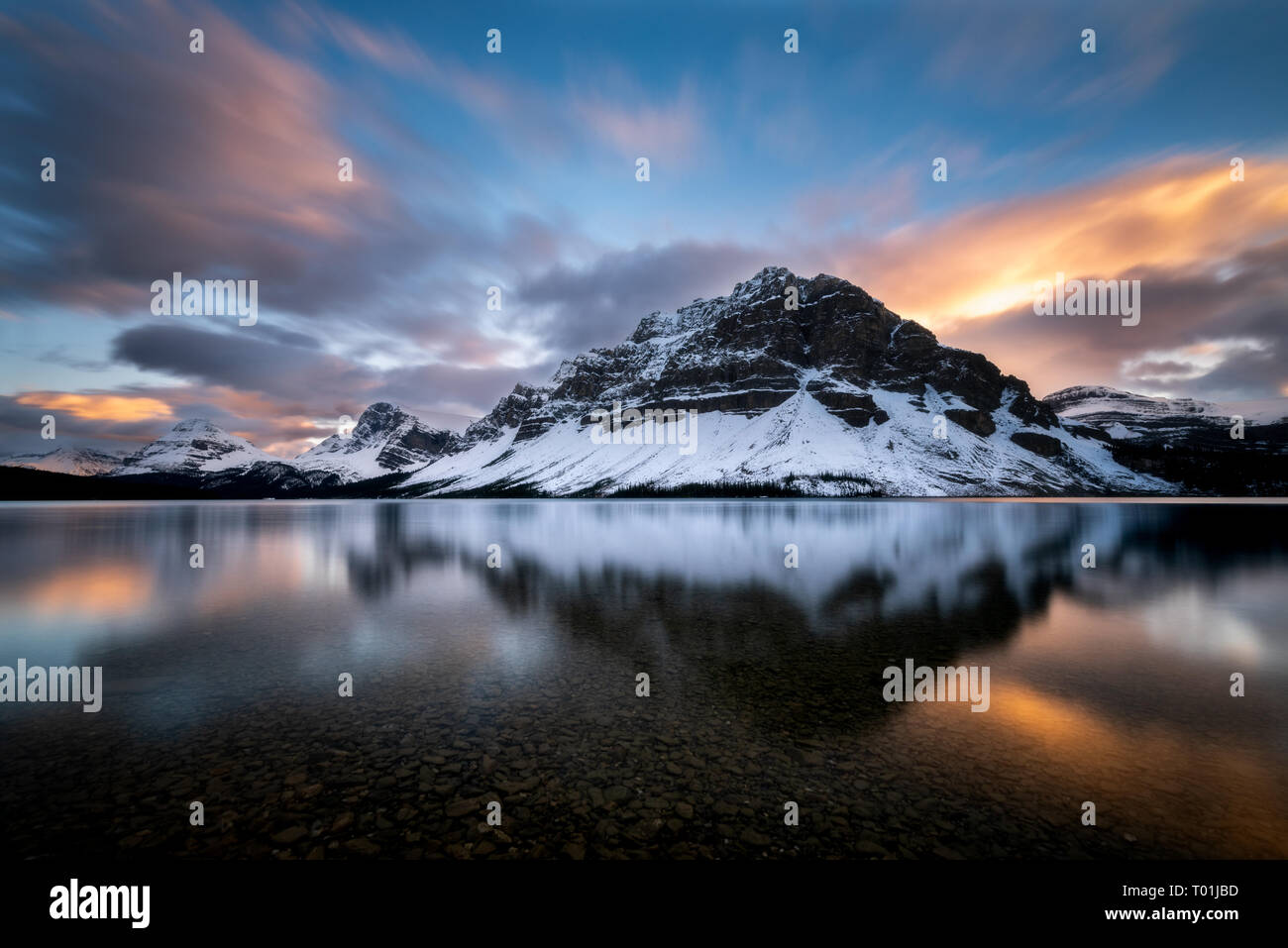 Bow Lake Sunset in Banff National Park Stock Photo - Alamy