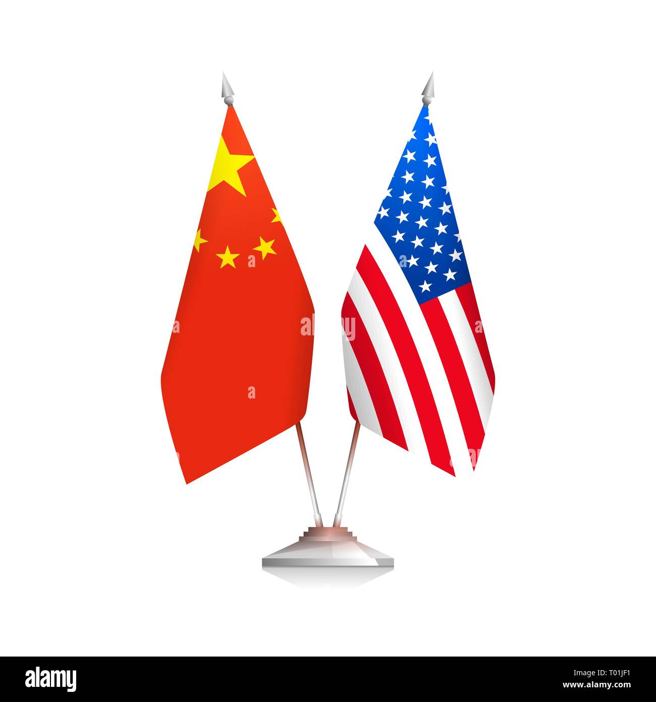 Flags of USA and China isolated on white background. Vector ...
