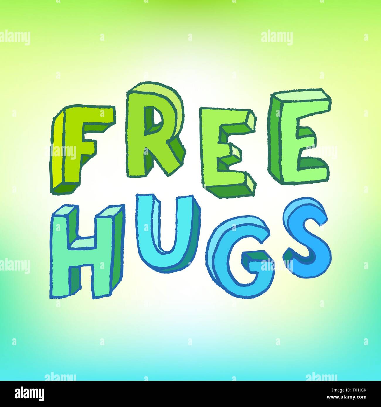 Inscription Free hugs. Children letters. Positive phrase. Vector ...