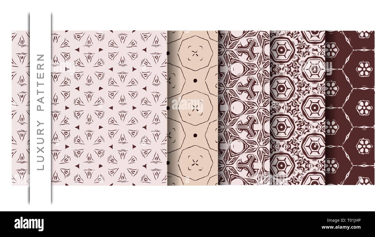 Set of Beautiful Vector Illustration Luxury Pattern of Wallpaper ...